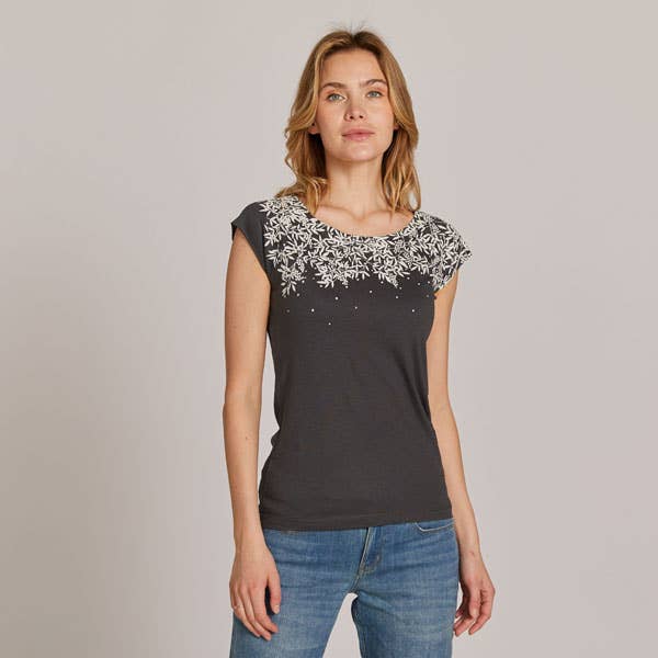 NEW! Gray Lace Bamboo T-Shirt by Umsteigen– Fire Opal Company